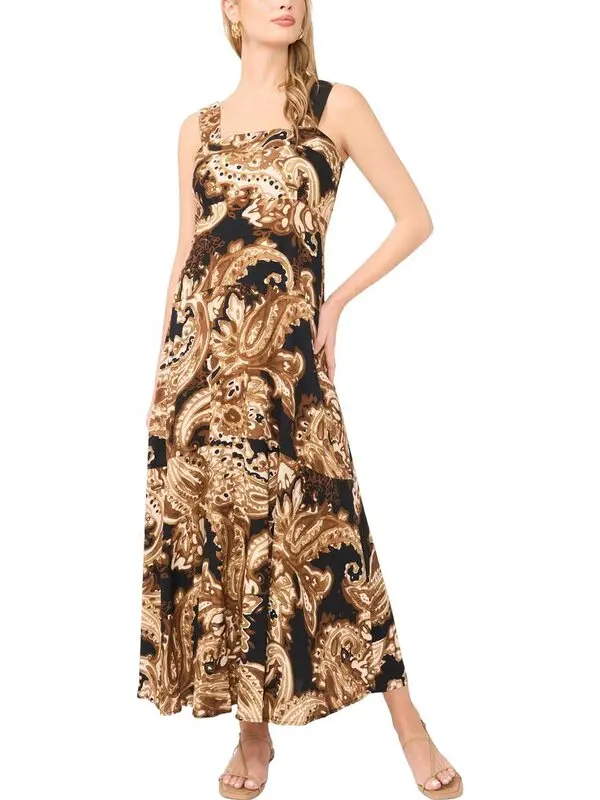 Vince Camuto Printed Sleeveless Maxi Dress - Golden Hour