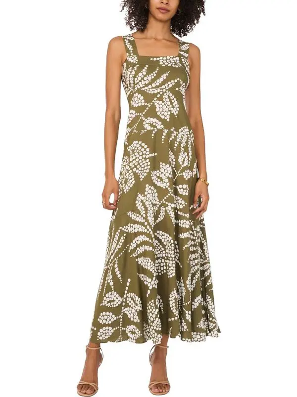 Vince Camuto Printed Sleeveless Maxi Dress - Pesto