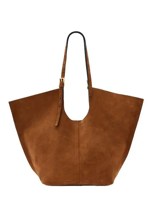 ALLSAINTS Ara East West Suede Tote - Cognac Brown