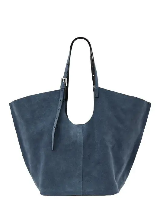 ALLSAINTS Ara East West Suede Tote - Steel Blue