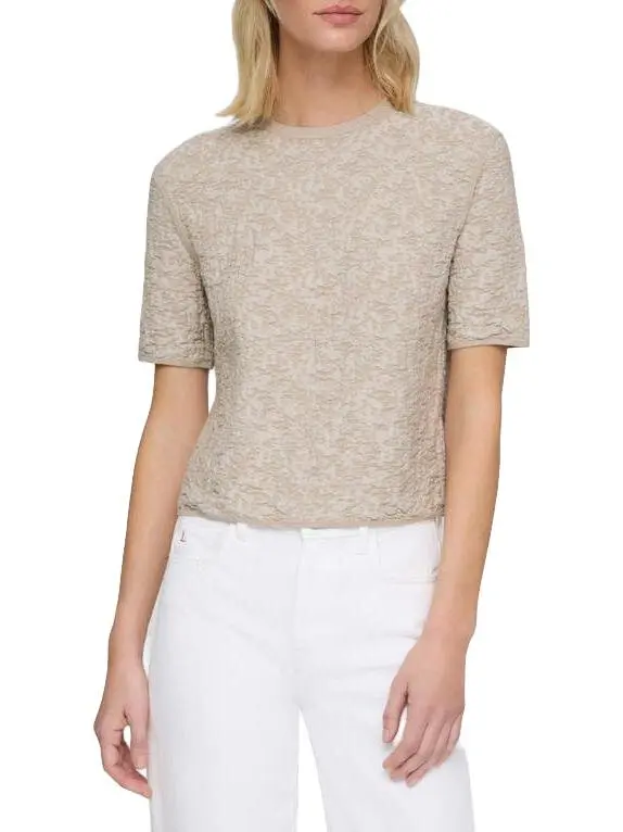 Lafayette 148 New York Textured Jacquard Short Sleeve Sweater - Pearl