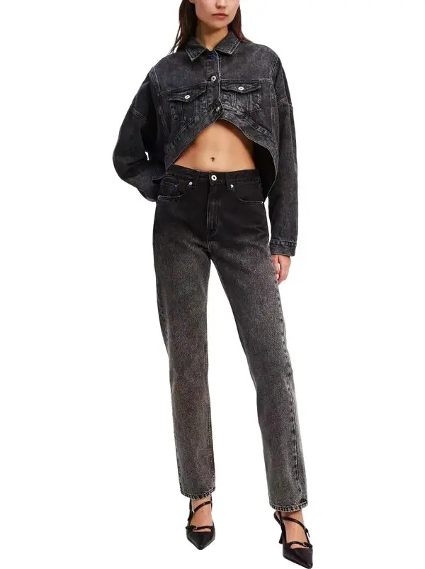 Karl Lagerfeld High-rise Ombre Straight Jeans - Black