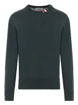 Thom Browne Pullover With Tricolor Intarsia - Green