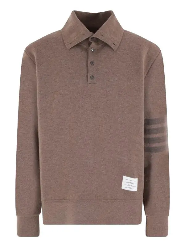 Thom Browne Pullover In Wool Knit With 4-bar Detail - Brown