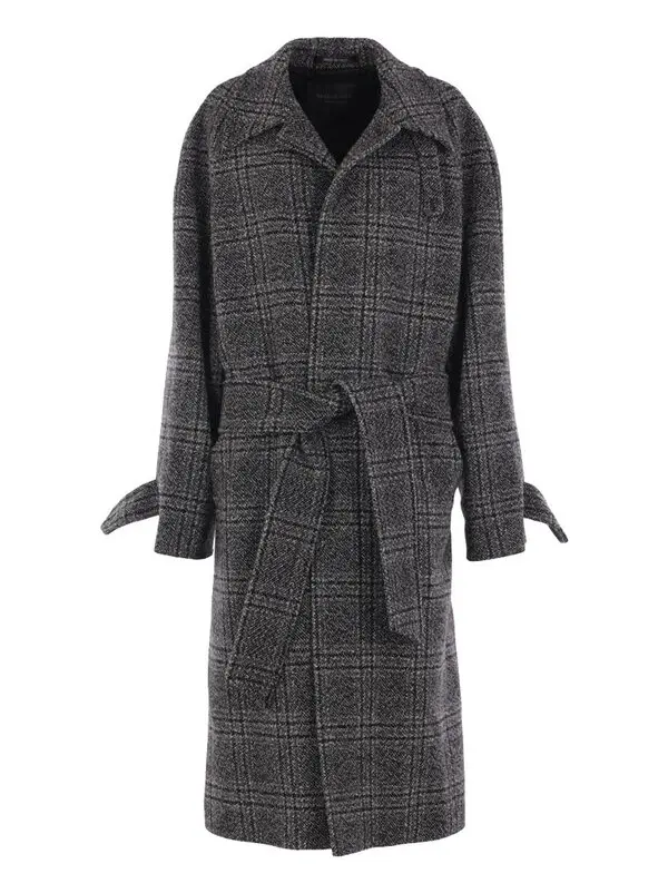 Balenciaga Oversized Wool Coat - Grey+black