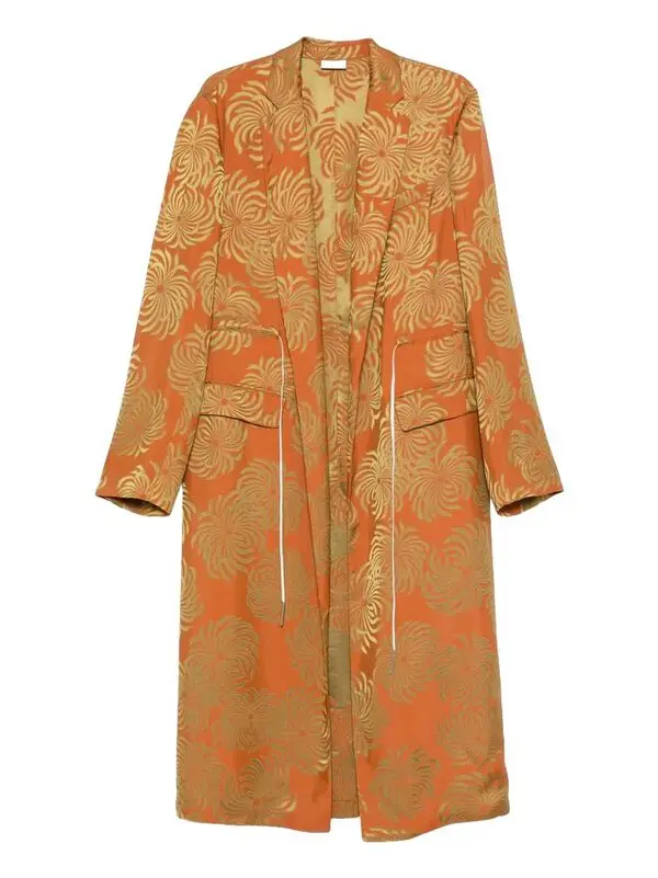 Dries Van Noten Floral Pattern Coat - Orange