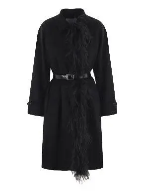 Prada Single-breasted Cashmere Cloth Coat - Black