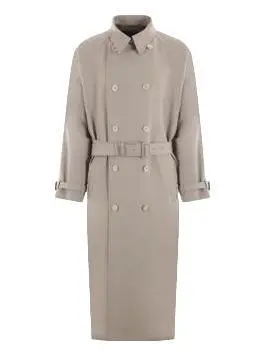 Prada Double-breasted Wool Gabardine Coat - Brown