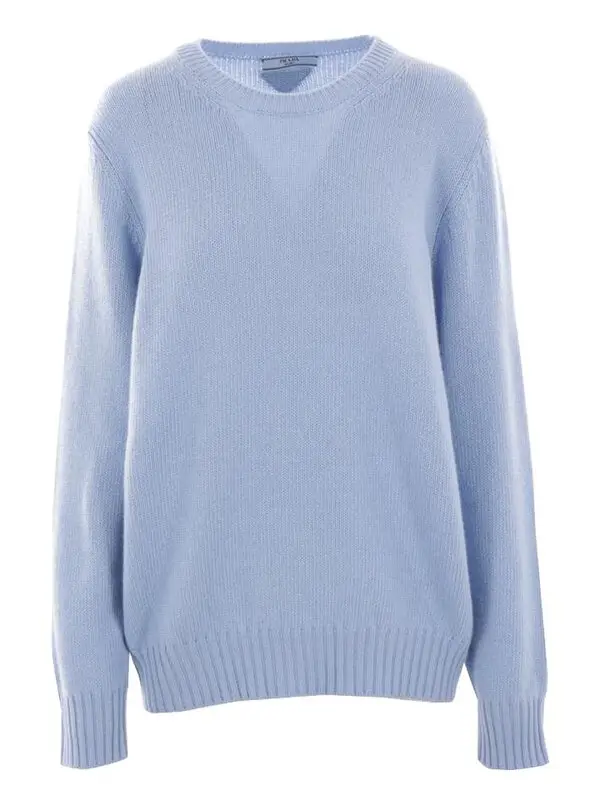 Prada Light Blue Wool And Cashmere Knit Sweater - Clear Blue