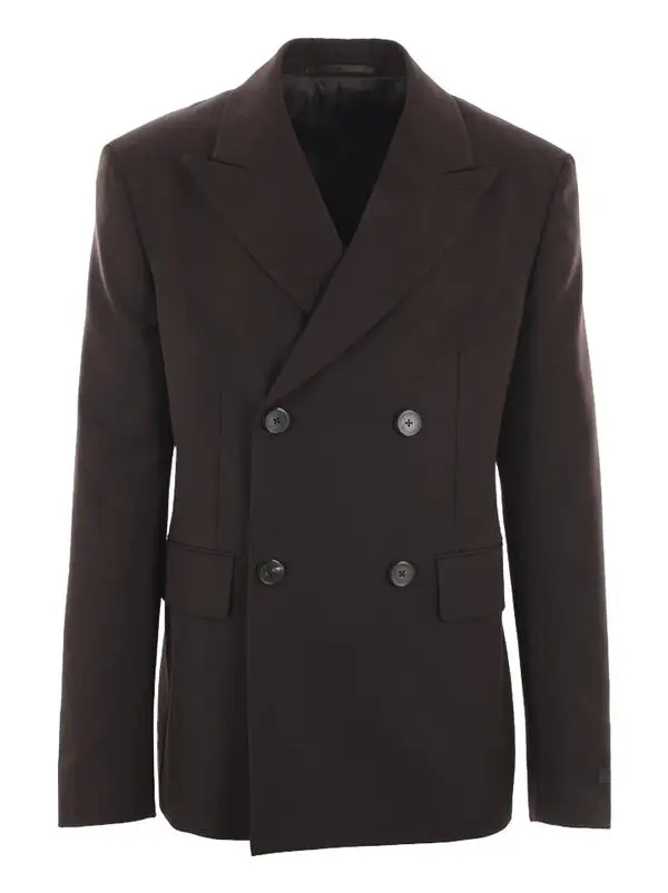 Prada Double-breasted Wool Gabardine Jacket - Ebony