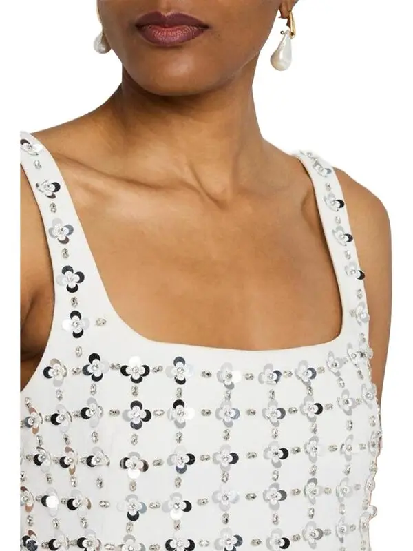 Simkhai Ziva Sleeveless Embellished Mini Dress - White Multi