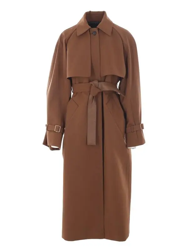 Max Mara Oversized Wool Blend Gabardine Trench Coat - Brown