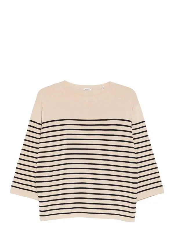 Aspesi Striped Cotton Sweater - Blu E Bianco