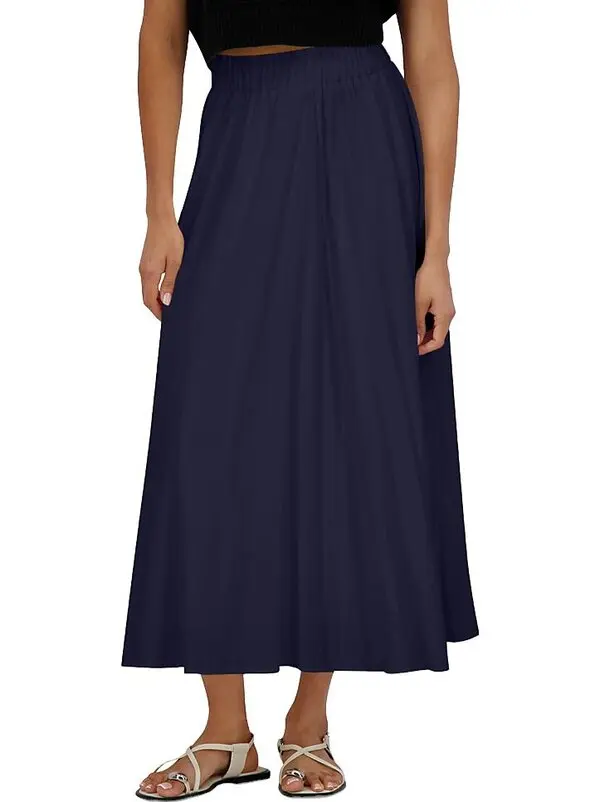 POINT Panel Linen Skirt - Navy