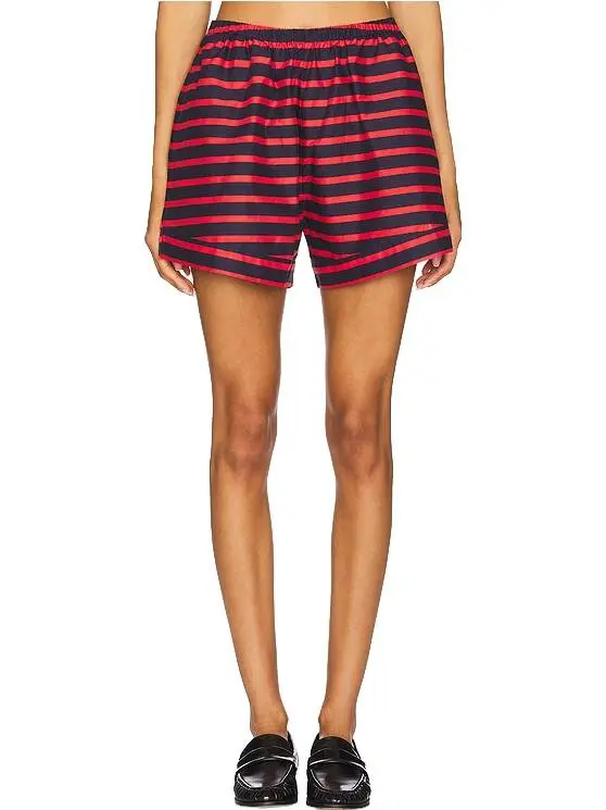 WeWoreWhat Pull On Beach Short - Red & Dark Navy