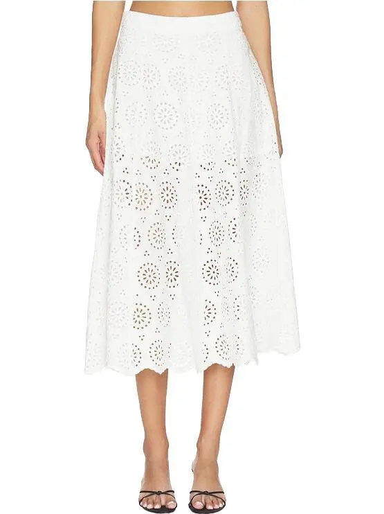 FRAME The Deco Eyelet Skirt - White