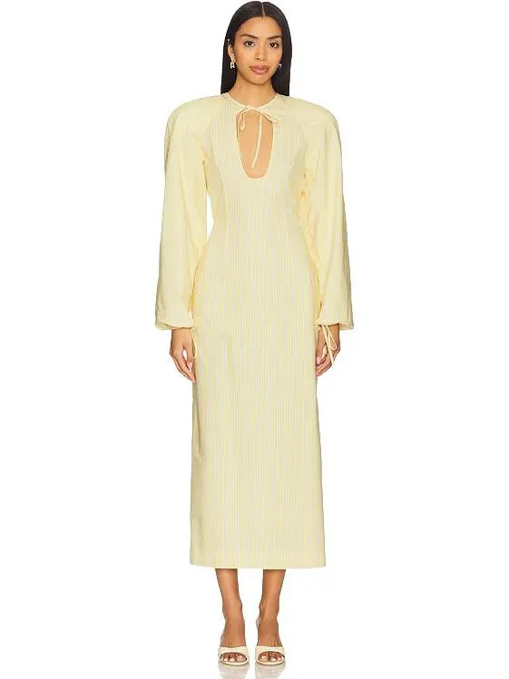 ROWEN ROSE Keyhole Maxi Dress - White & Yellow