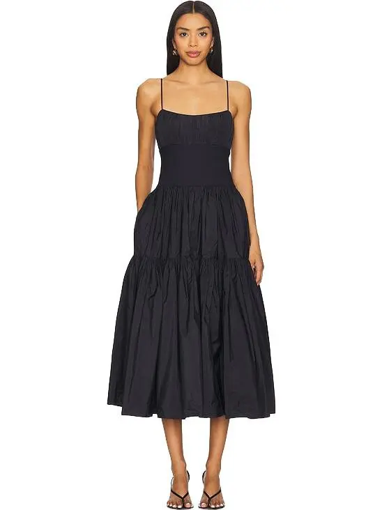 Cinq À Sept Ginny Tiered Poplin Dress - Navy