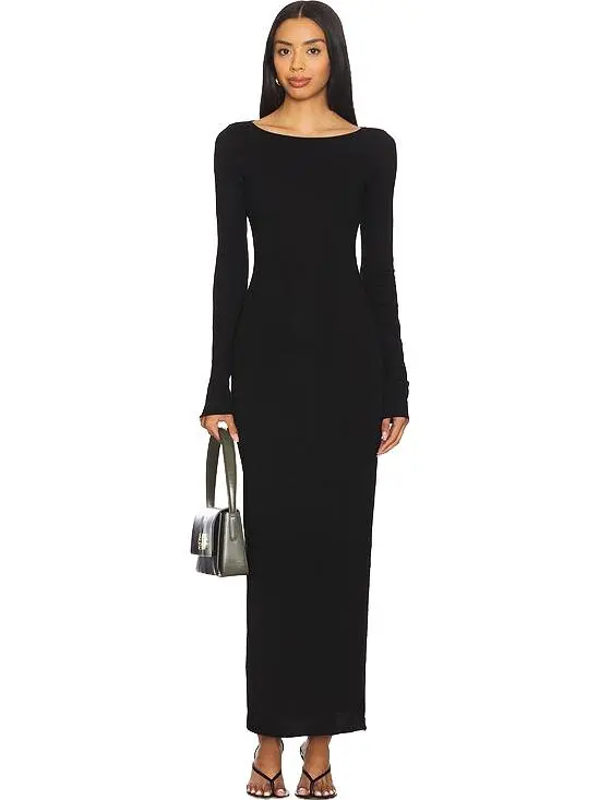 Cotton Citizen Marbella Long Sleeve Maxi Dress - Jet Black