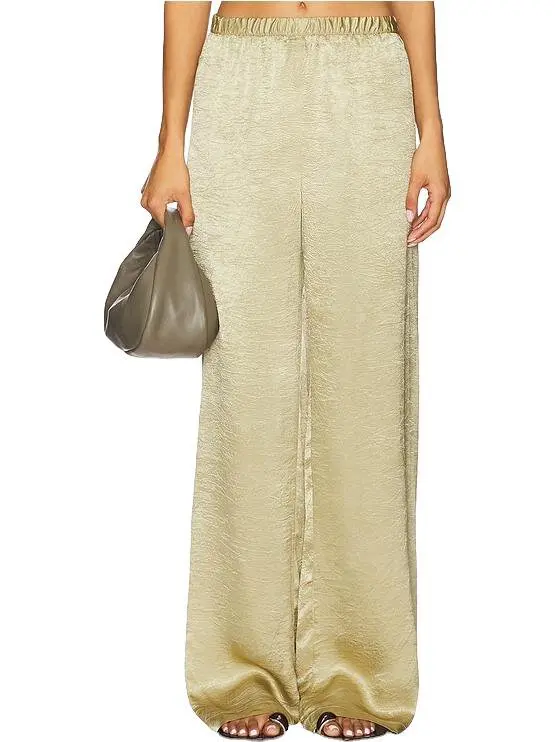 Enza Costa Satin Textured Pant - Celadon