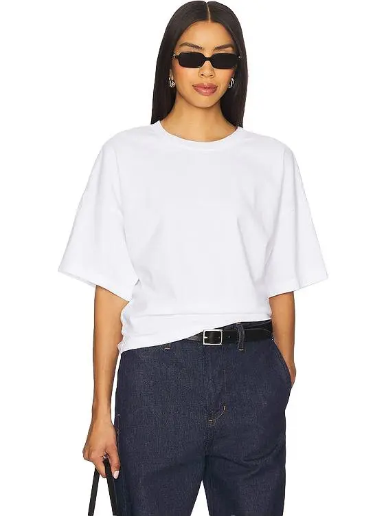 Enza Costa Short Sleeve Supima Curve Tee - White