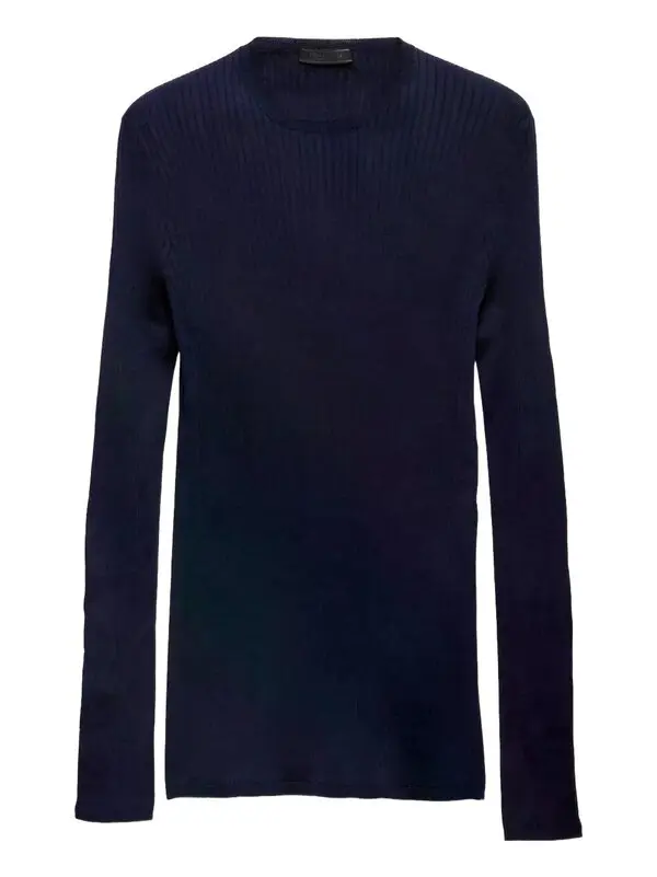 Prada Ribbed Cotton Jumper - Blue
