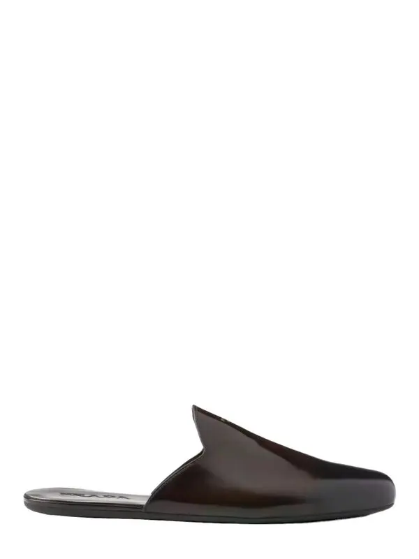 Prada Brushed-leather Mules - Brown