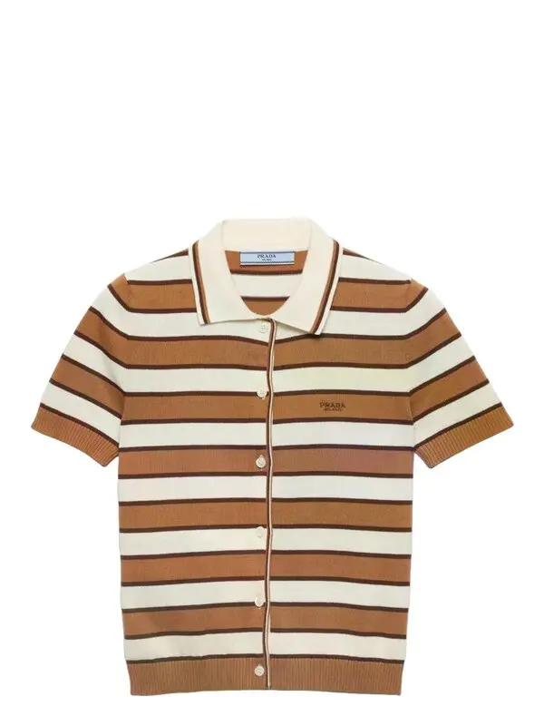 Prada Knitted Polo Top - Brown