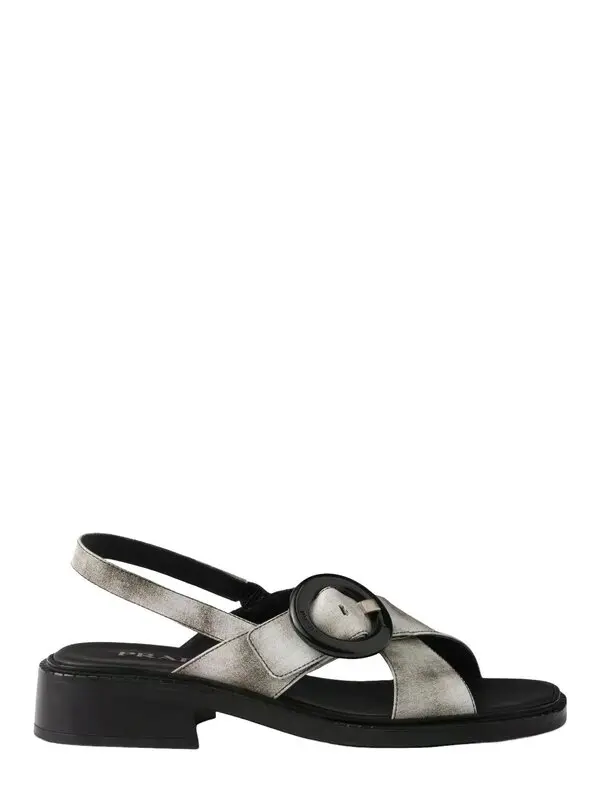 Prada Brushed-finish Leather Sandals - White