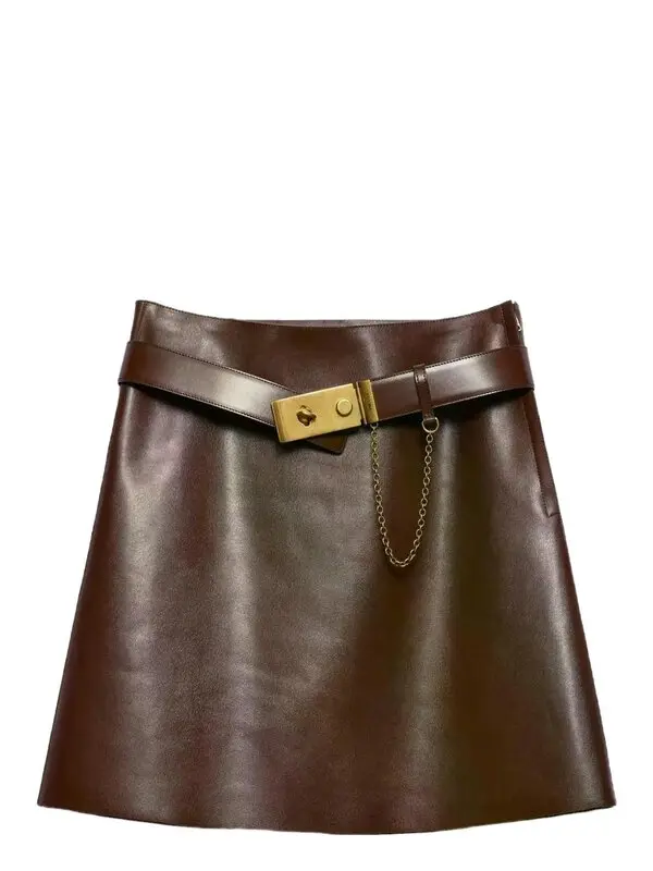 Prada Belted Leather Miniskirt - Brown