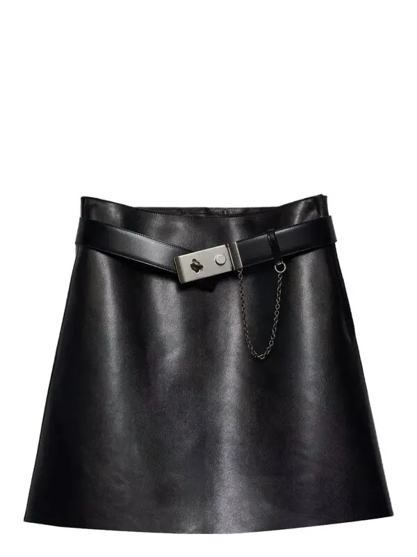 Prada Leather A-line Mini Skirt - Black