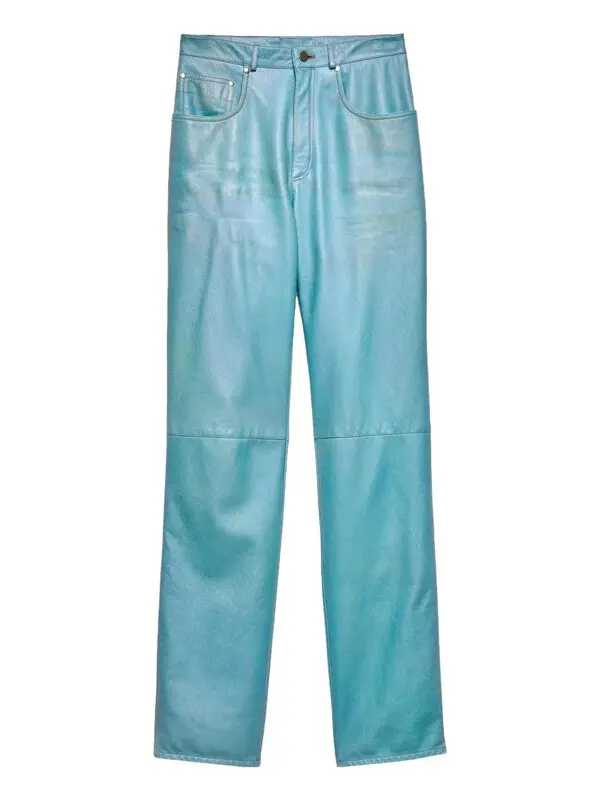Prada Leather Trousers - Blue