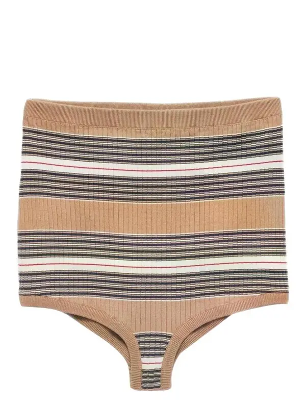 Prada Striped Ribbed Mini Shorts - Neutrals