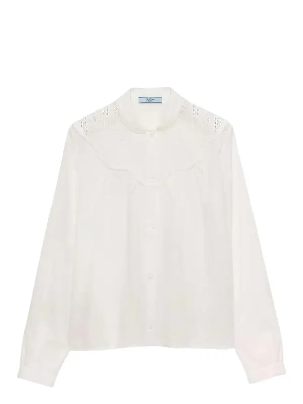 Prada Band-collar Batiste Shirt - White