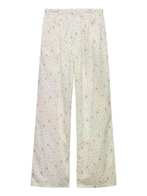 Prada Floral-print Cotton Pants - White