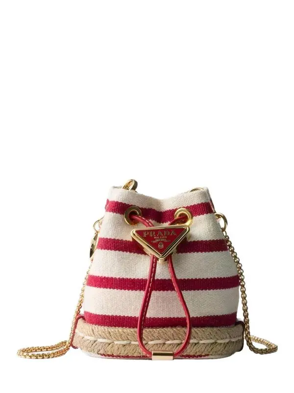 Prada Striped Canvas Mini Bag - Neutrals