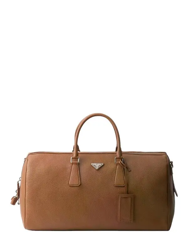 Prada Textured Leather Duffle Bag - Brown