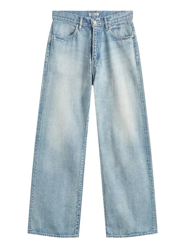 Auralee Selvedge Faded Denim Pants - Light Indigo