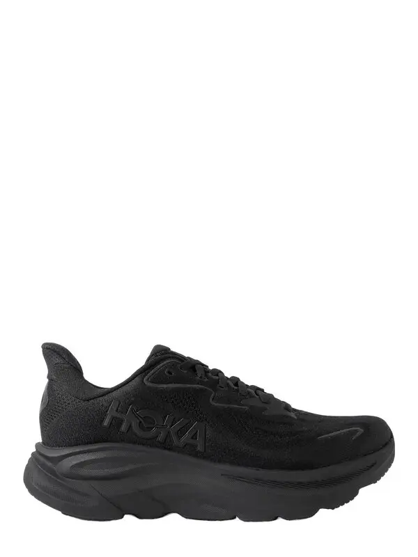 Hoka Clifton 10 Rubber-trimmed Jacquard Running Sneakers - Black