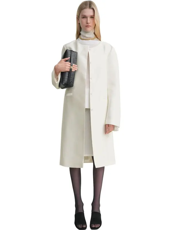 TOTEME Collarless Radzimir Silk Coat - Off-white