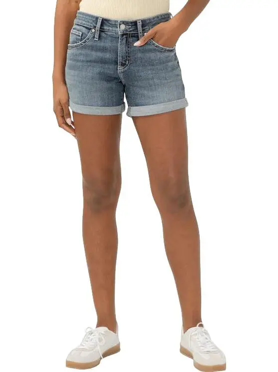 SILVER JEANS CO. Americana Mid-rise Denim Boyfriend Shorts - Glory