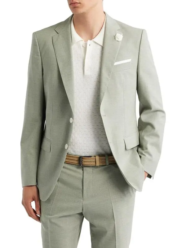BOSS Hutson Slim-fit Microcheck Sport Coat - Med Grn