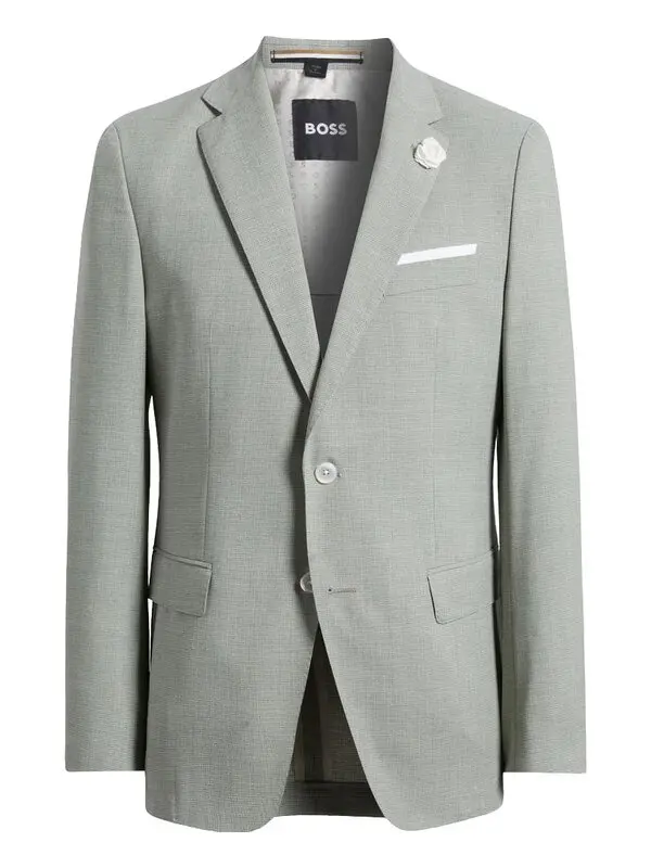Hugo Boss Hutson Slim-fit Microcheck Sport Coat - Medium Green