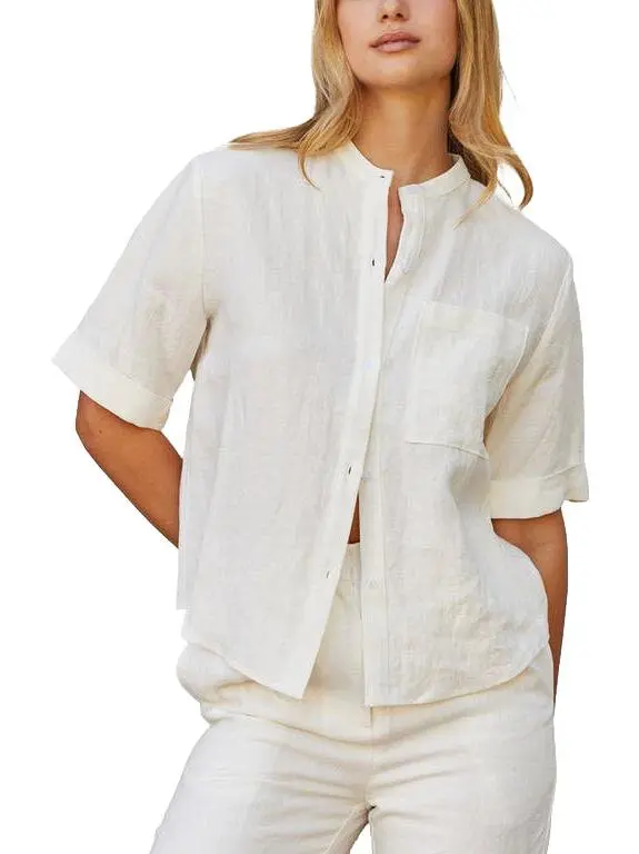 CRESCENT Linen Button-up Shirt - White