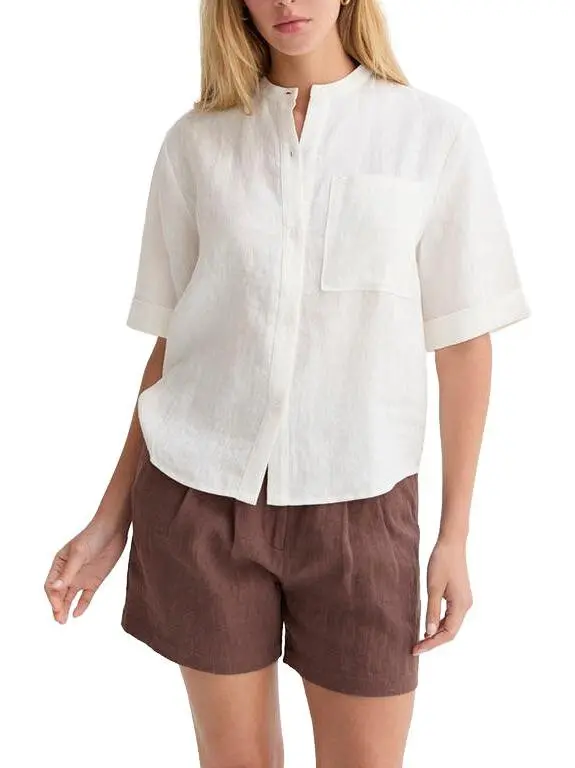 CRESCENT Linen Button-up Shirt - White