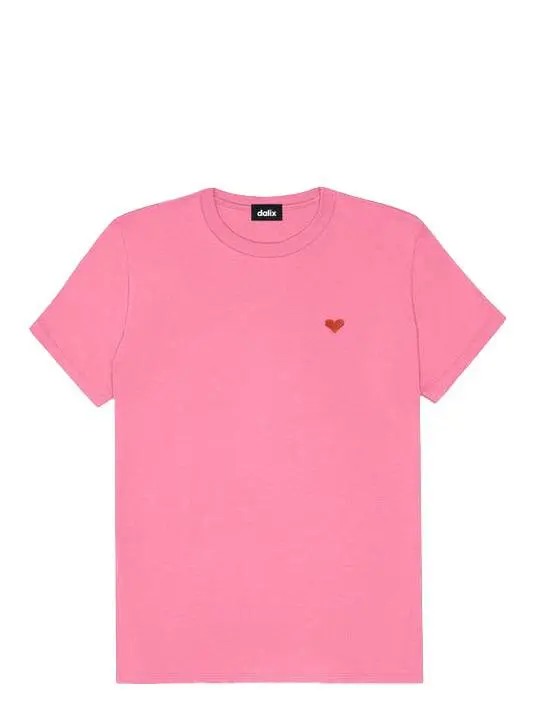 DALIX Pixel Heart Jersey Relaxed Tee - Charity Pink