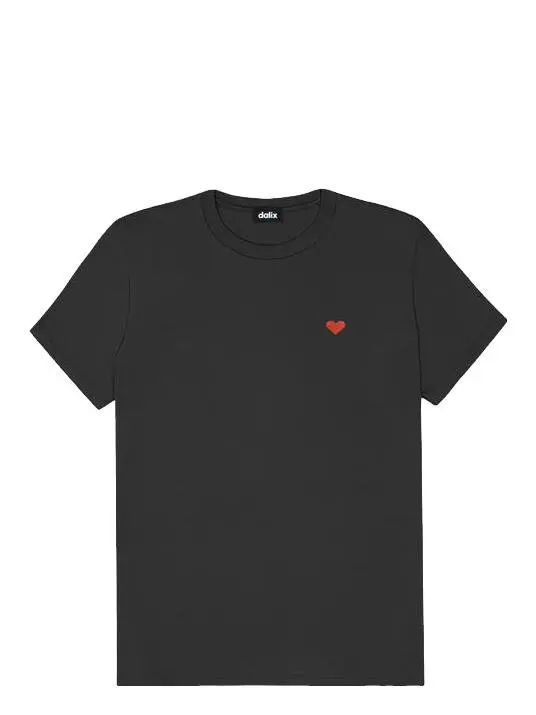 DALIX Pixel Heart Jersey Relaxed Tee - Dark Gray