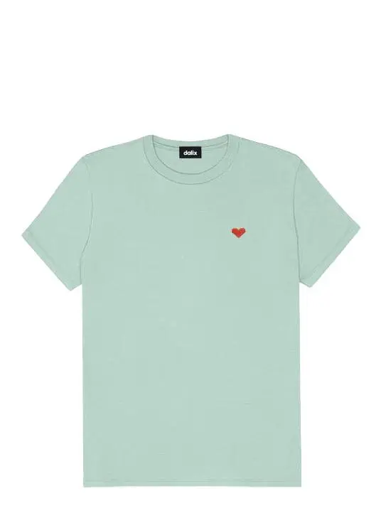 DALIX Pixel Heart Jersey Relaxed Tee - Dusty Blue