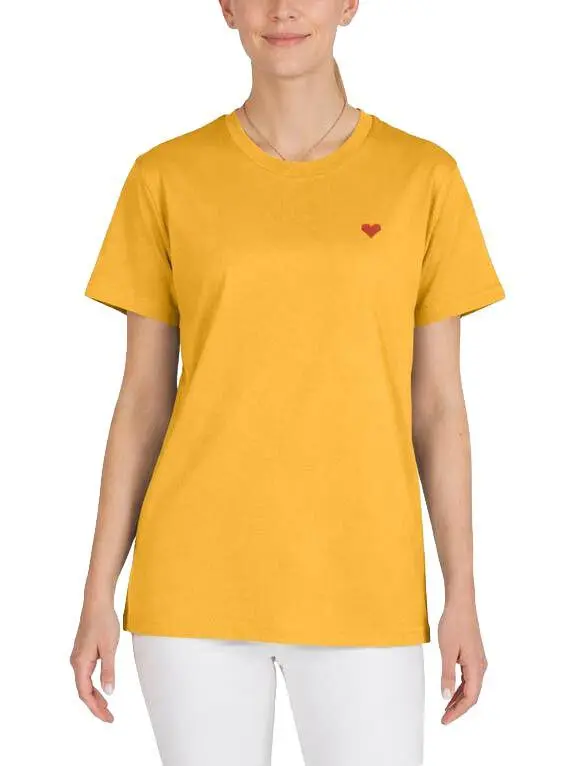 DALIX Pixel Heart Jersey Relaxed Tee - Gold