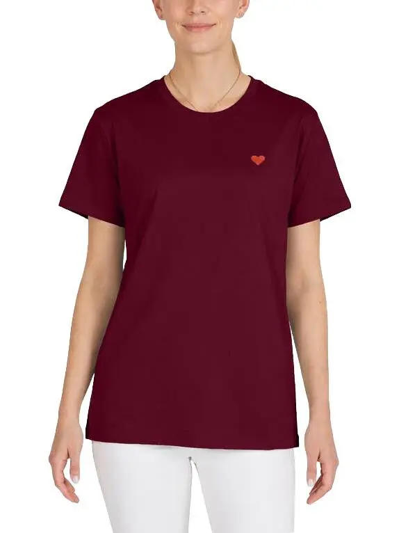 DALIX Pixel Heart Jersey Relaxed Tee - Maroon